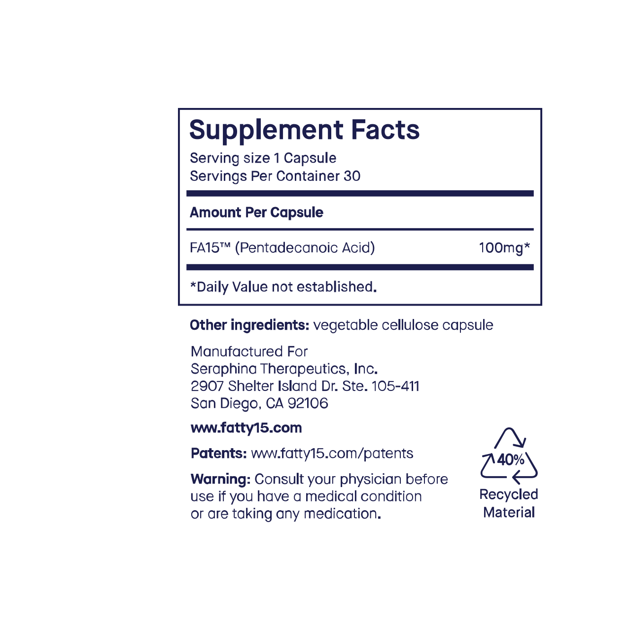 Pentadecanoic Acid Supplement | C15:0 | fatty15