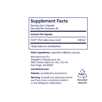 Pentadecanoic Acid Supplement | C15:0 | fatty15